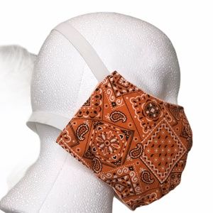 Handmade | Accessories | Orange Bandana Print Face Mask Cover Ppe ...
